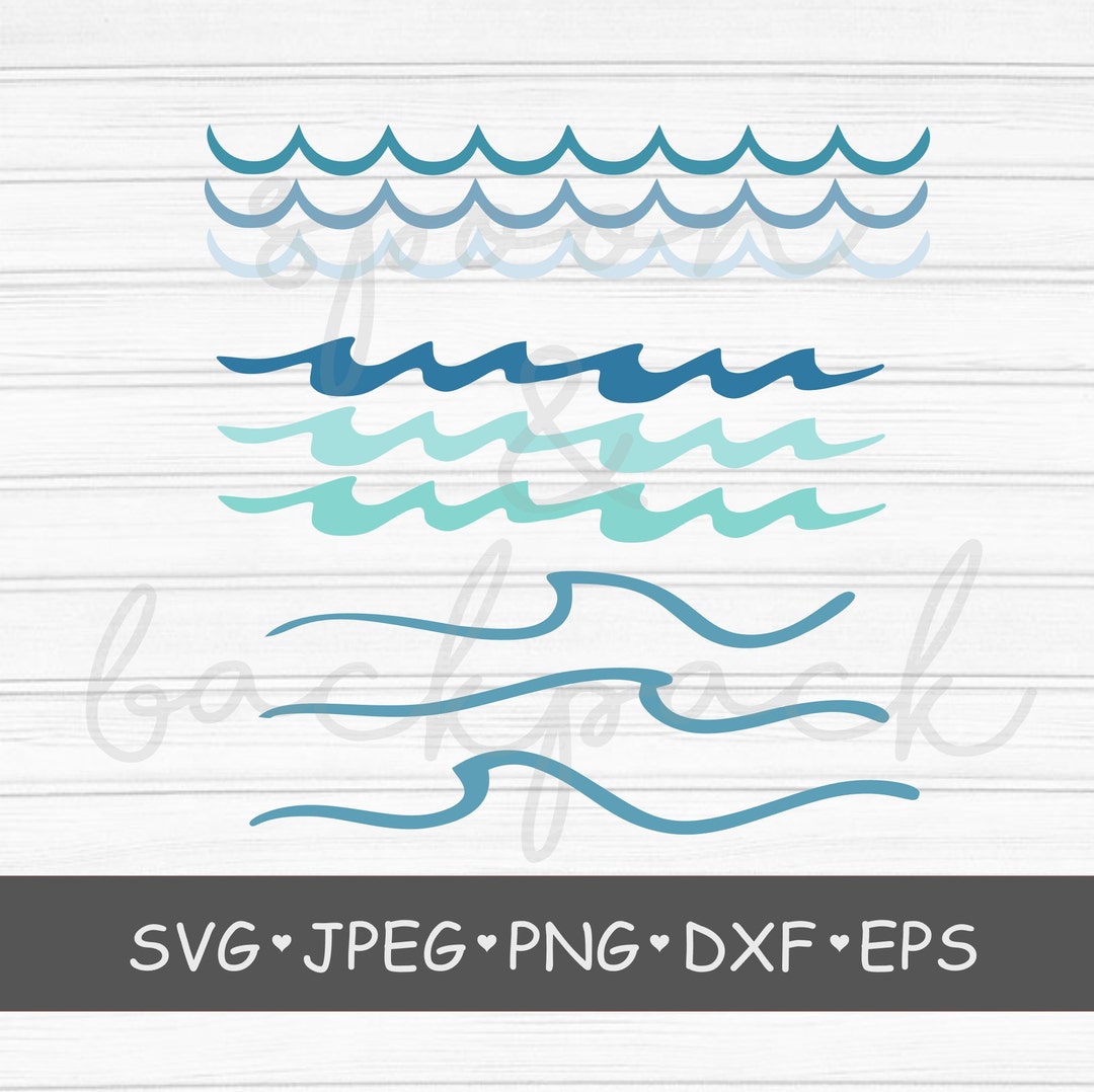 Digital Beach Water Waves Cut File, Svg-eps-png-jpeg-dxf Cut File ...