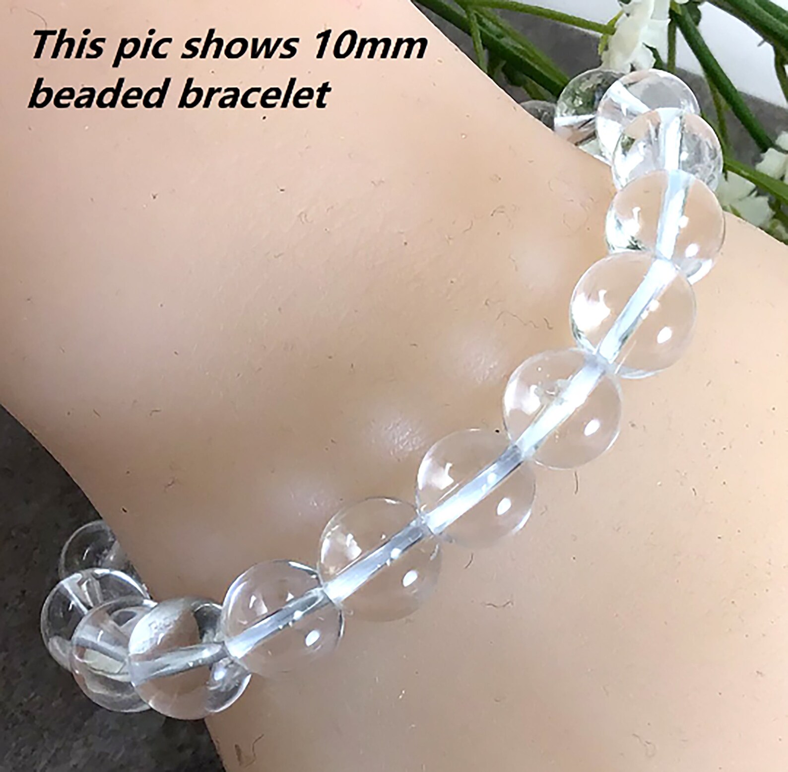 Natural Clear Quartz Beaded Bracelet Handmade Crystal Quartz Elastic ...