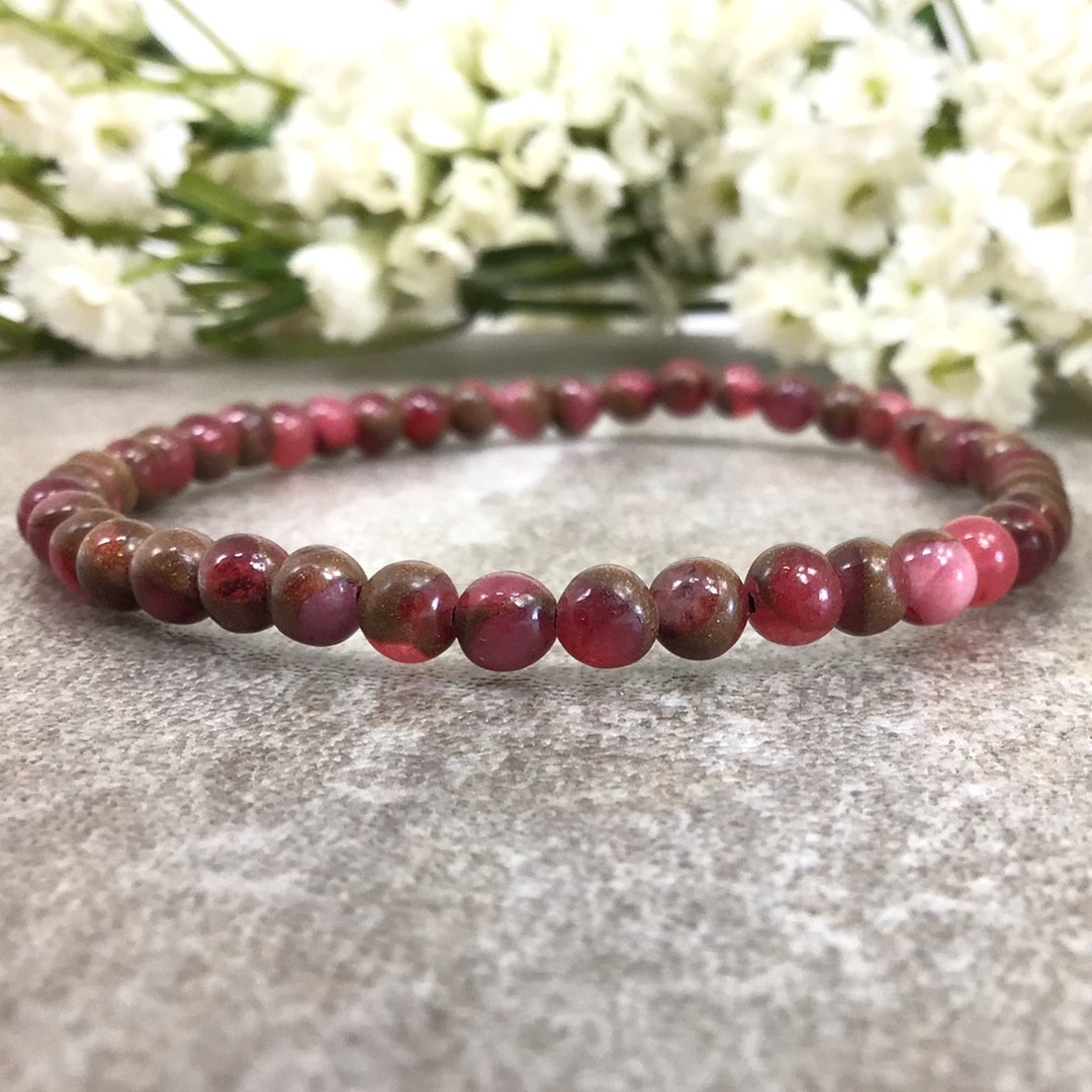 Red Variscite Impression Cloisonne Jasper Beaded Bracelet Handmade 4mm ...