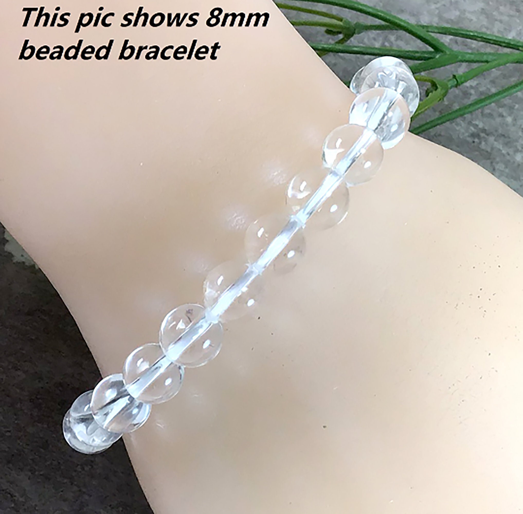 Natural Clear Quartz Beaded Bracelet Handmade Crystal Quartz Elastic ...
