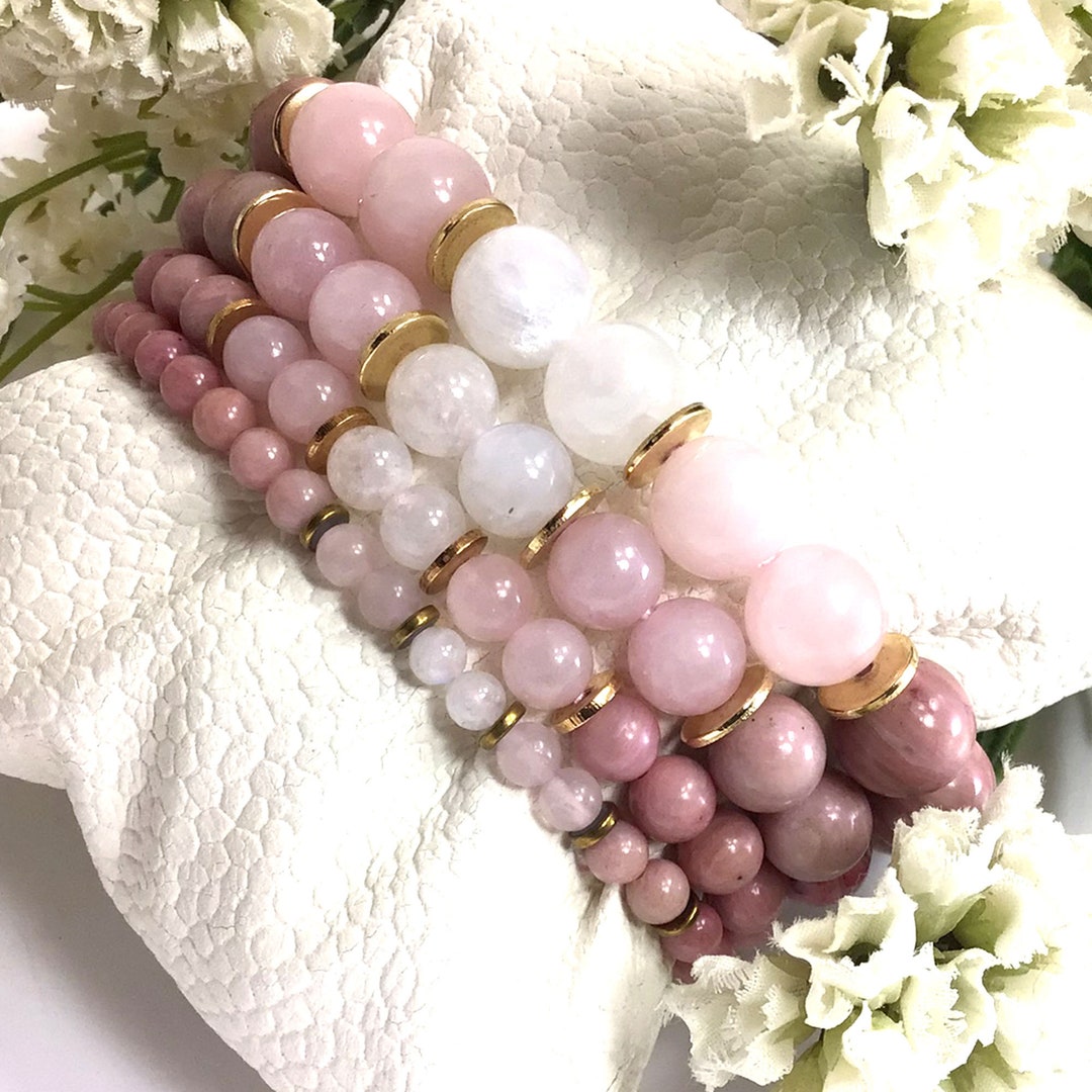Healing Crystals Bracelet With Natural Rhodonite Rose Quartz ...