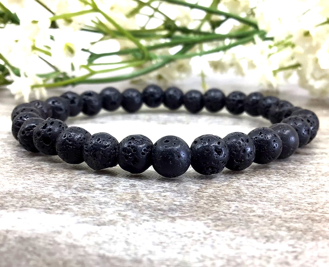 8mm Black Lava Stone Bracelet Lava Diffuser Bracelet Lava Beads ...