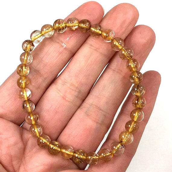6mm Golden rutilated quartz bracelet elastic bracelet | Etsy