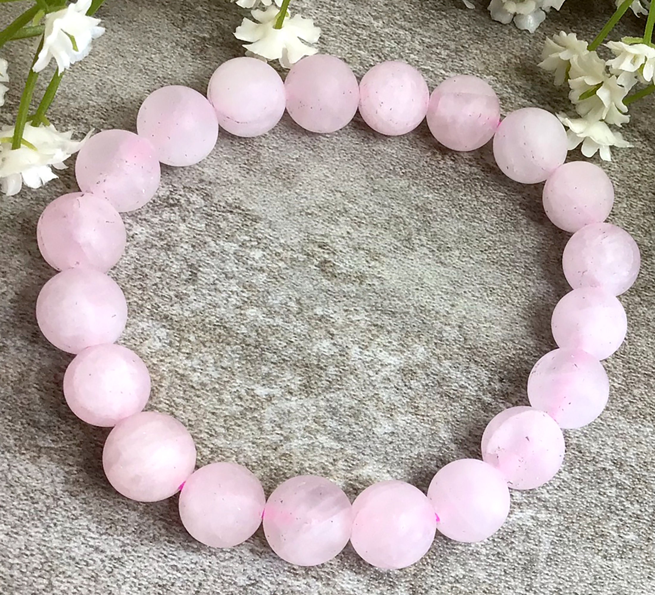 10mm Matte Rose Quartz Heal Crystal Bracelet, Healing Bracelet ...