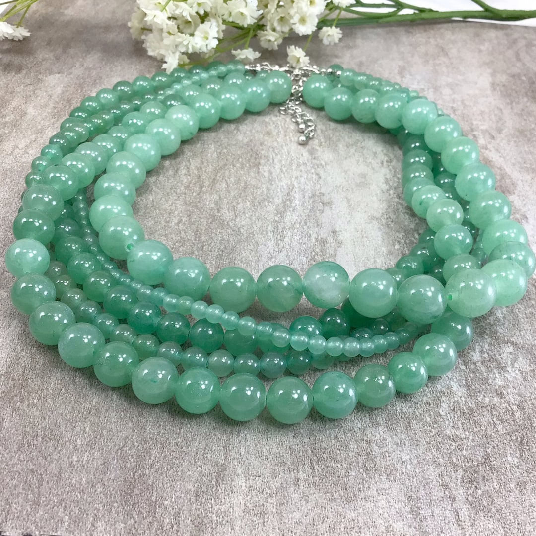 Natural Green Aventurine Gemstone Necklace, Healing Crystals and Stones ...