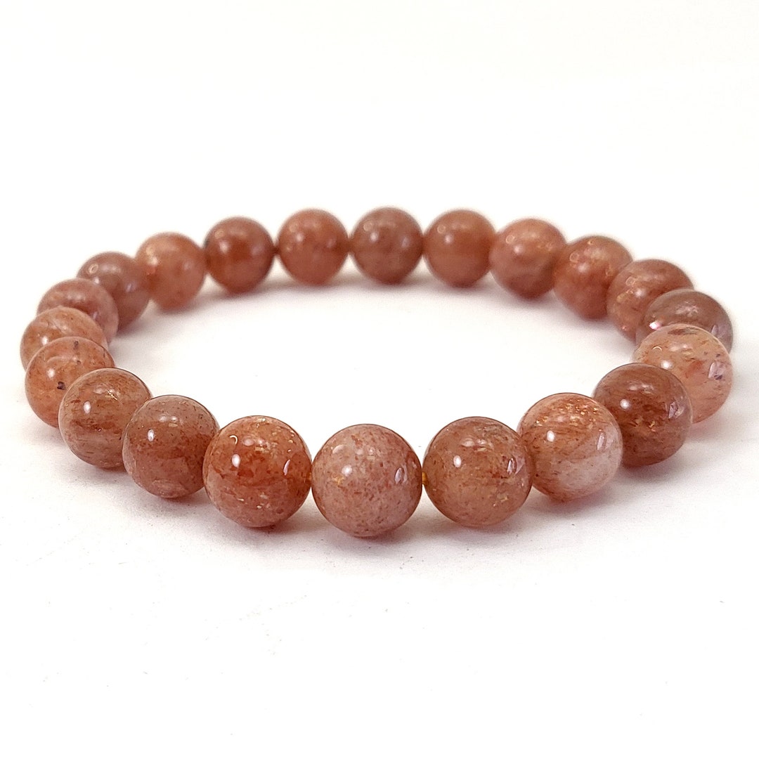 Golden Sunstone Beaded Bracelet Handmade Stretch 8mm Gemstone Round ...