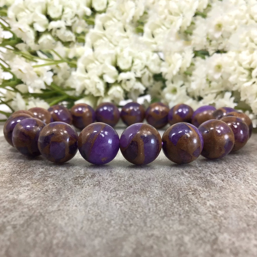 Purple Variscite Impression Cloisonne Jasper Beaded Bracelet Handmade ...