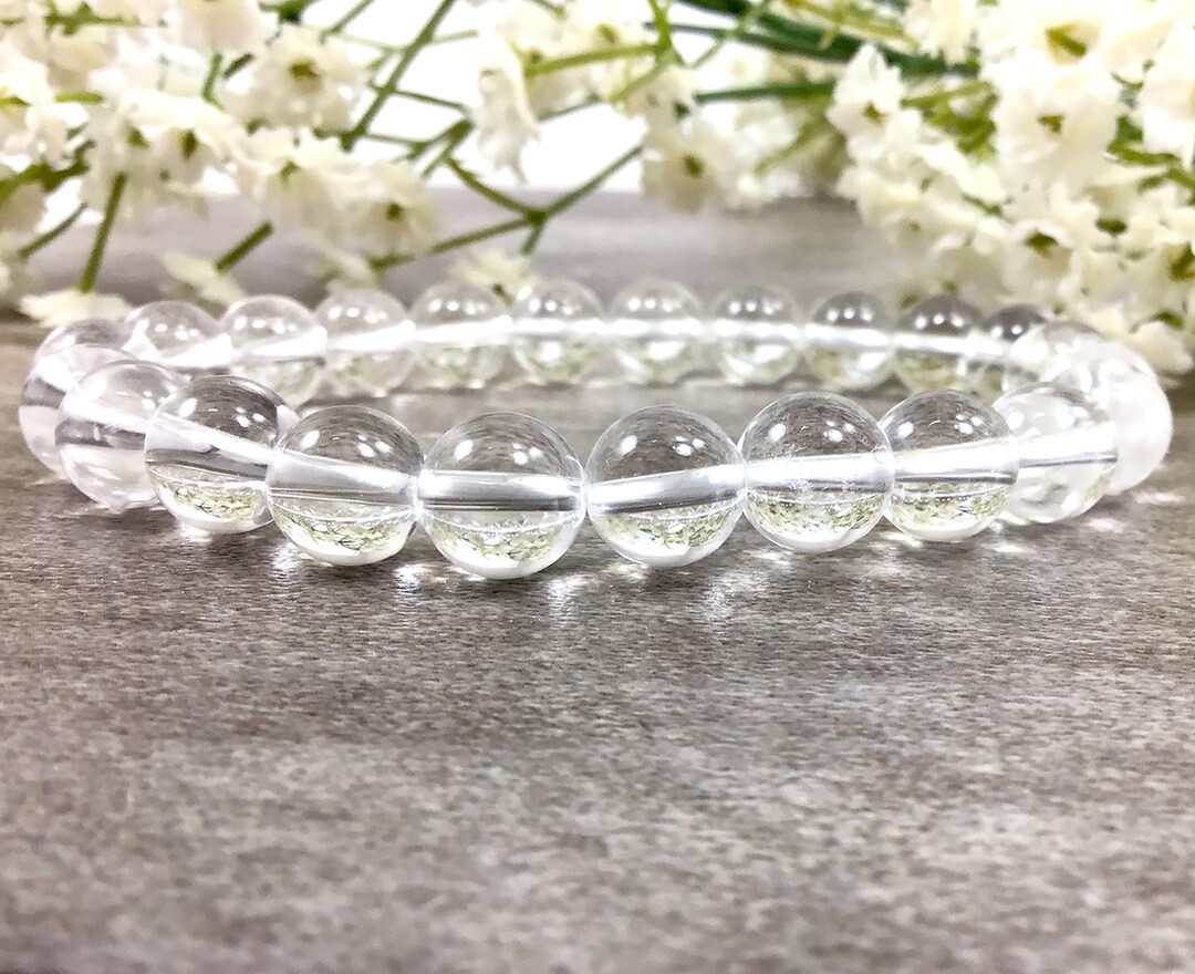 Handmade Clear Quartz Beaded Bracelet, 8mm Crystal Healing Jewelry - Etsy