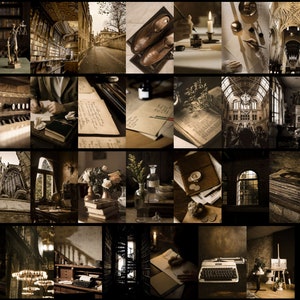 35 Dark Academia Aesthetic Collage, Library, Books, Bibliophile Gift ...