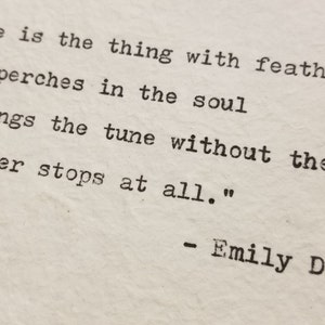 Handtyped "hope" Inspirational Quote Poem by Emily Dickinson, 4x6 In ...