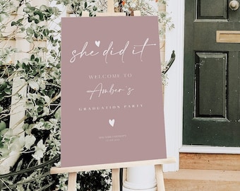 She Did It Graduation Sign - Etsy