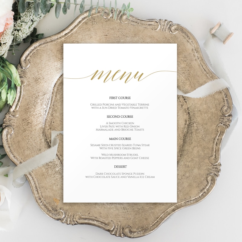 Gold Menu - Etsy