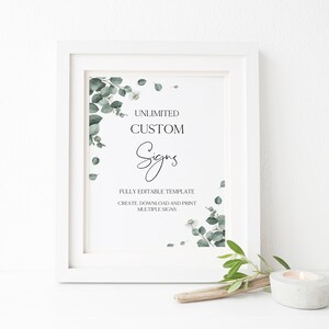Unlimited Printable Wedding Signs Custom Wedding Sign Template Editable ...