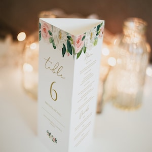 Wedding Triangle Table Number Sign Template, Trifold Table Number ...