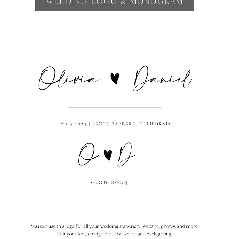 Modern Wedding Logo - Etsy