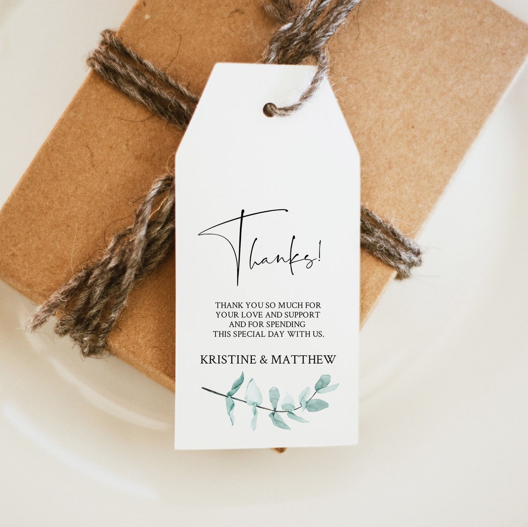 Greenery Gift Tag Template, Wedding Favor Tag Template, Greenery Thank ...