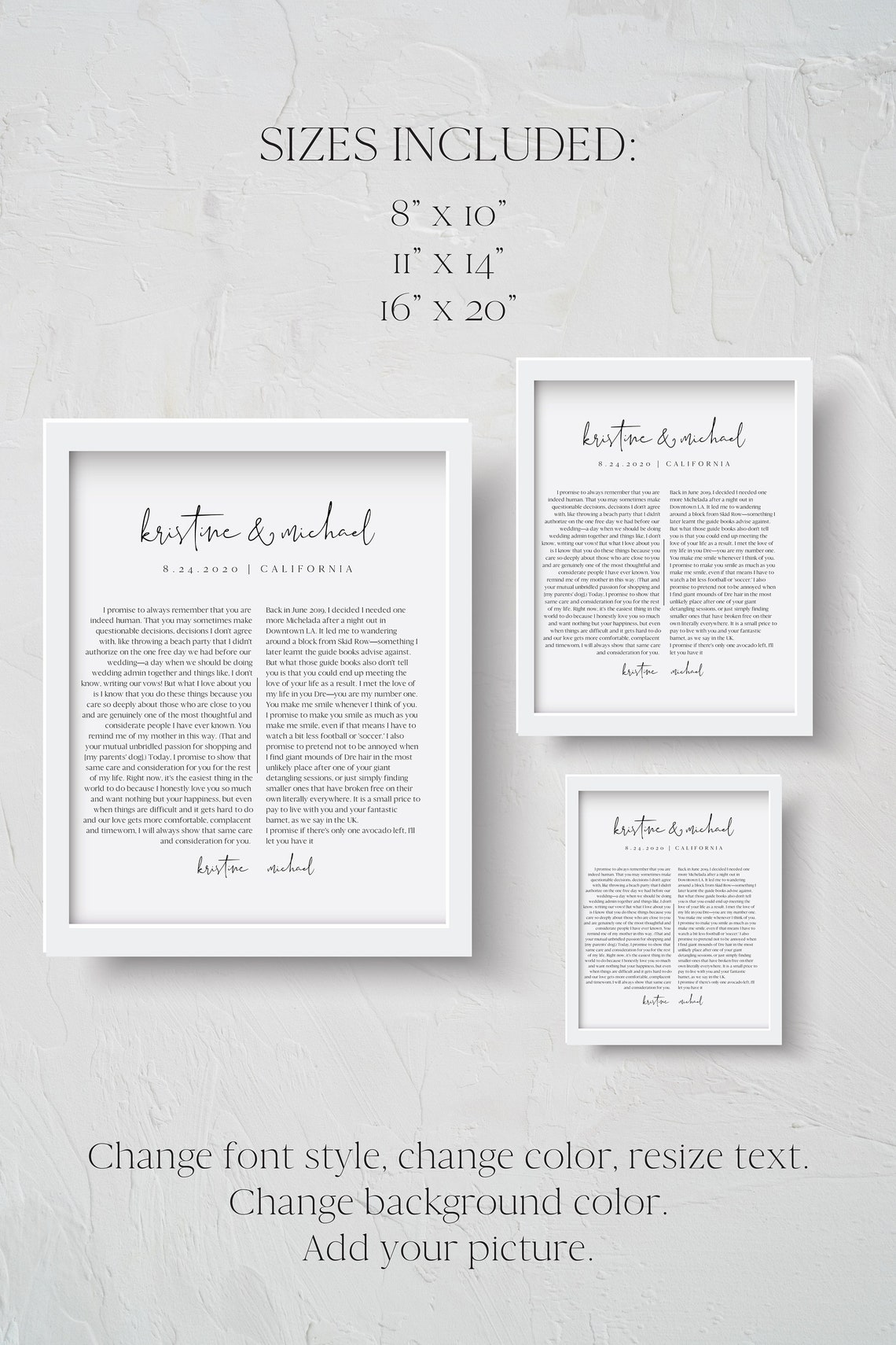 Wedding Vows Wedding Keepsake Printable Wedding Vow | Etsy