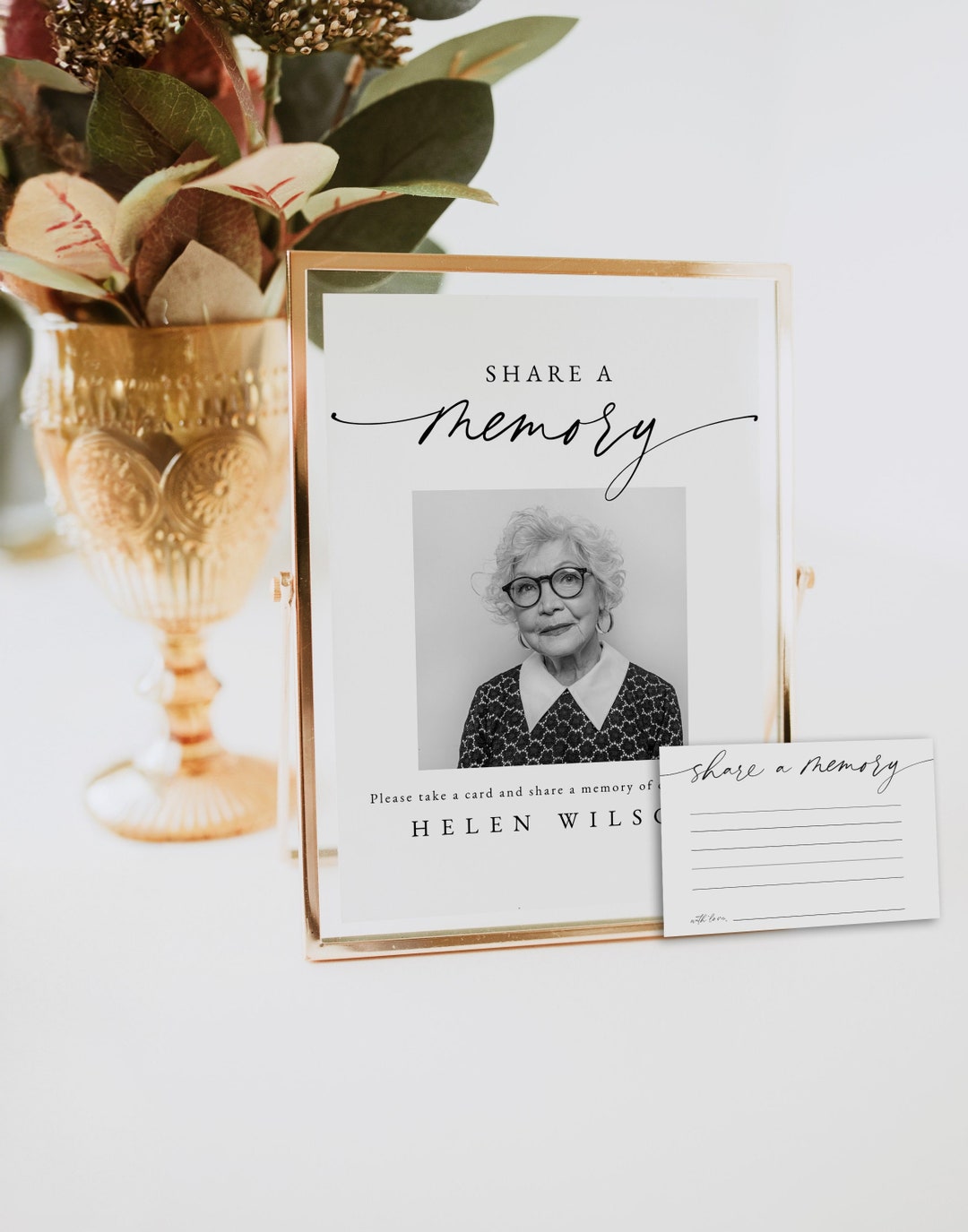 Share a Memory Sign Template, Share a Memory Card, Funeral Sign ...