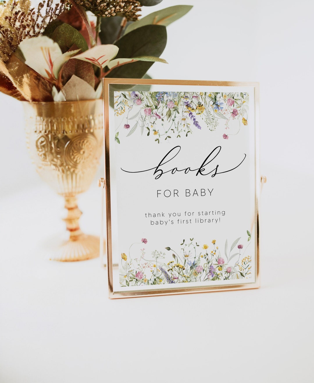 Wildflower Book for Baby Sign, Books for Baby Sign Template, Boho Book ...
