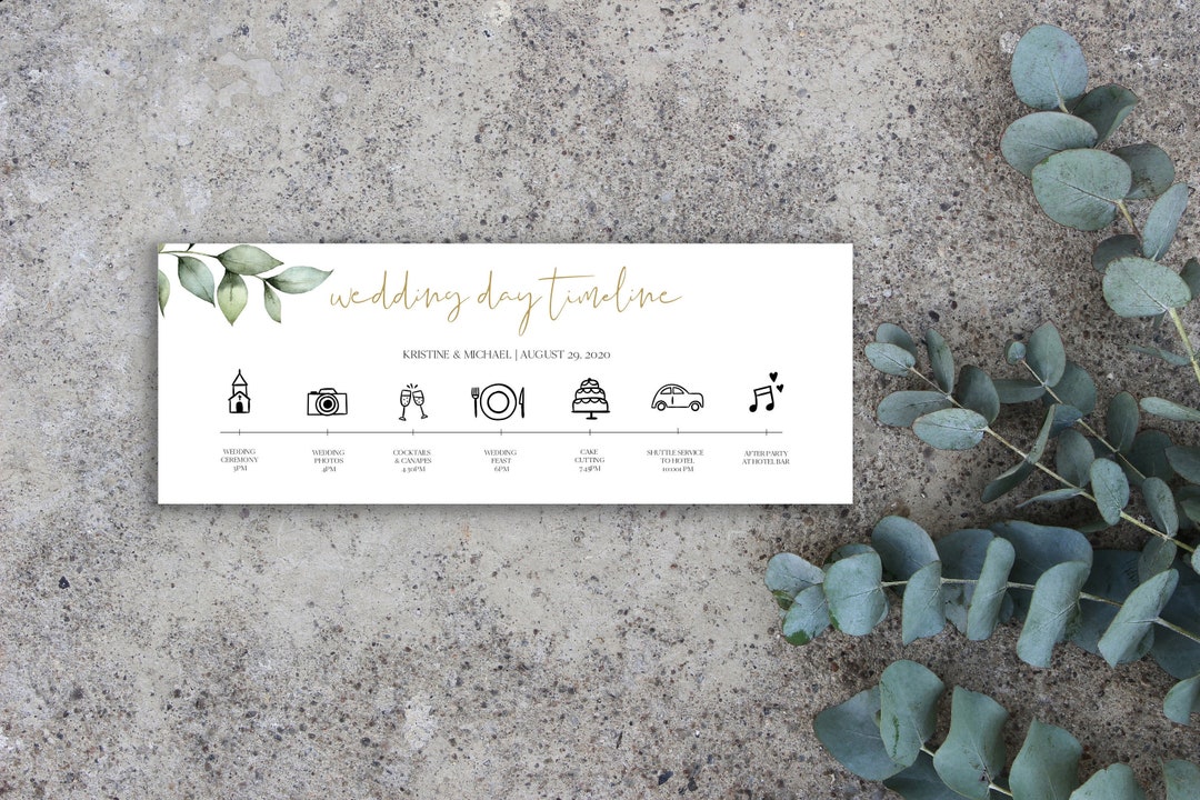 Wedding Timeline Card Template, Wedding Infographic, Wedding Day ...