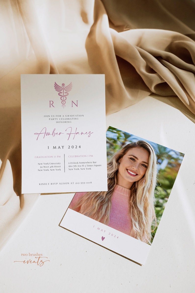 Nurse Graduation Invitation Template Modern Graduation - Etsy