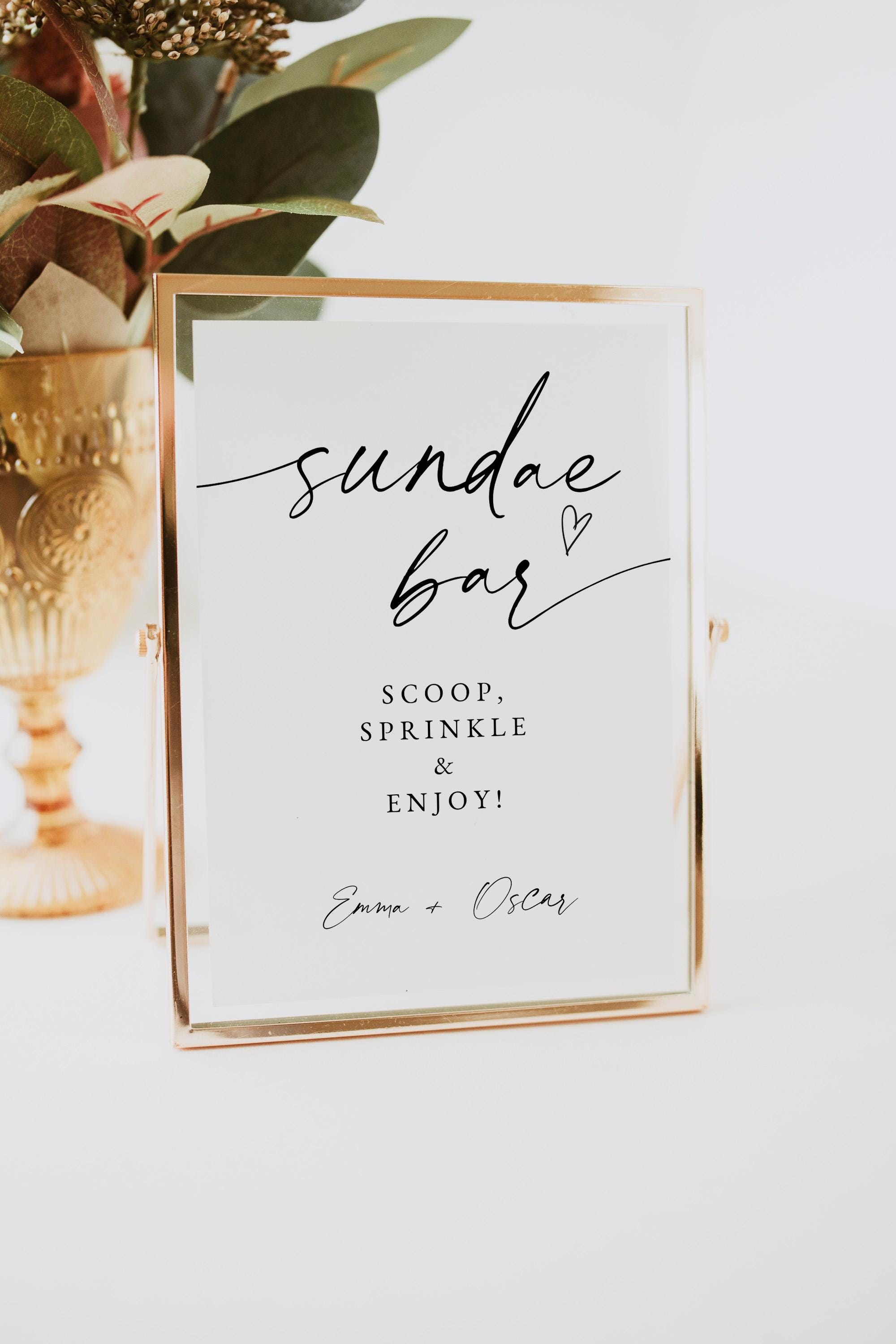 Sundae Bar Sign, Wedding Ice Cream Bar Sign, Dessert Sign Wedding ...