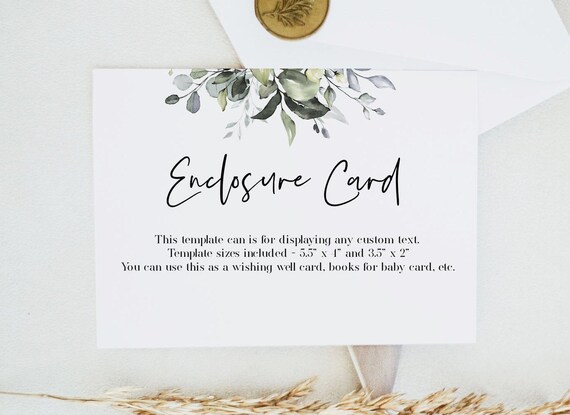 Enclosure Card Template Greenery Wedding Card Please Respond | Etsy