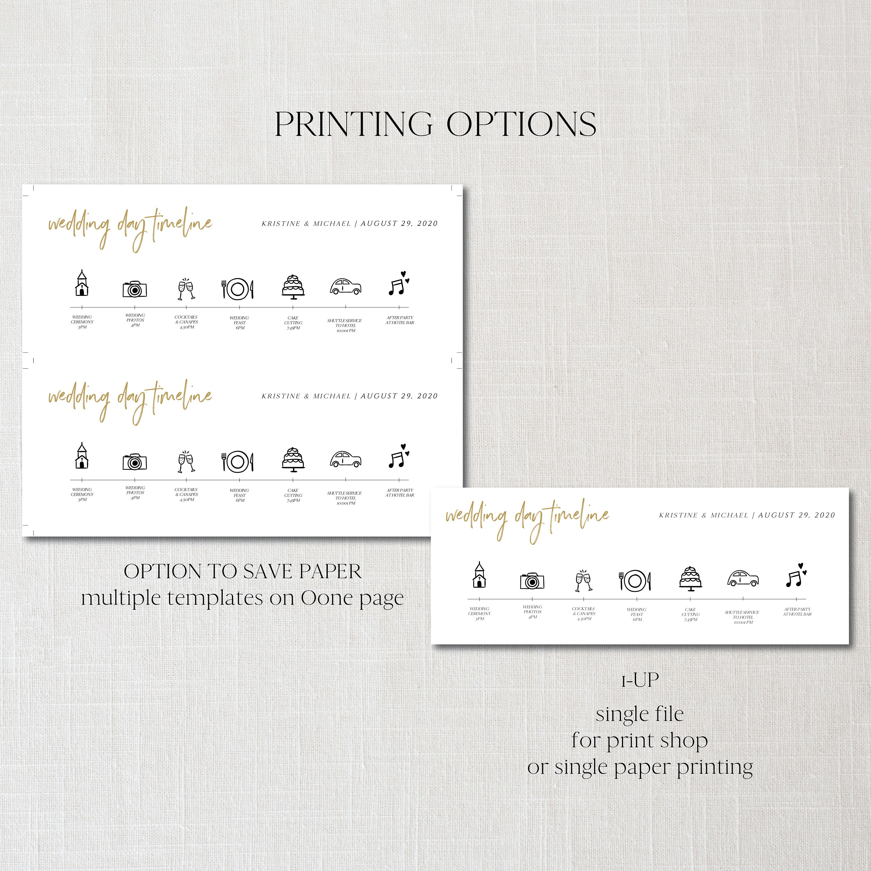 Wedding Timeline Card Template Wedding Itinerary Order of - Etsy