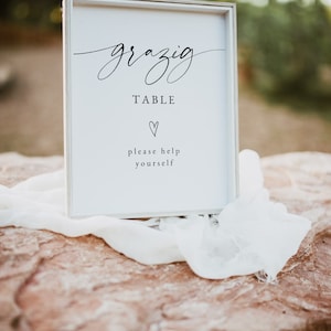 Minimalist Grazing Table Sign Template, Modern Food Table Sign, Modern ...