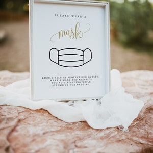 Face Masks Required Sign Printable, Keep Distance Sign for Office ...