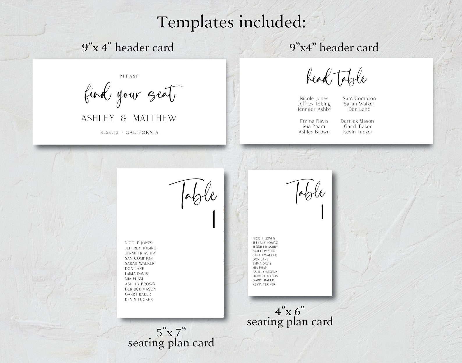 Wedding Seating Chart Card Template Chart Card Template | Etsy