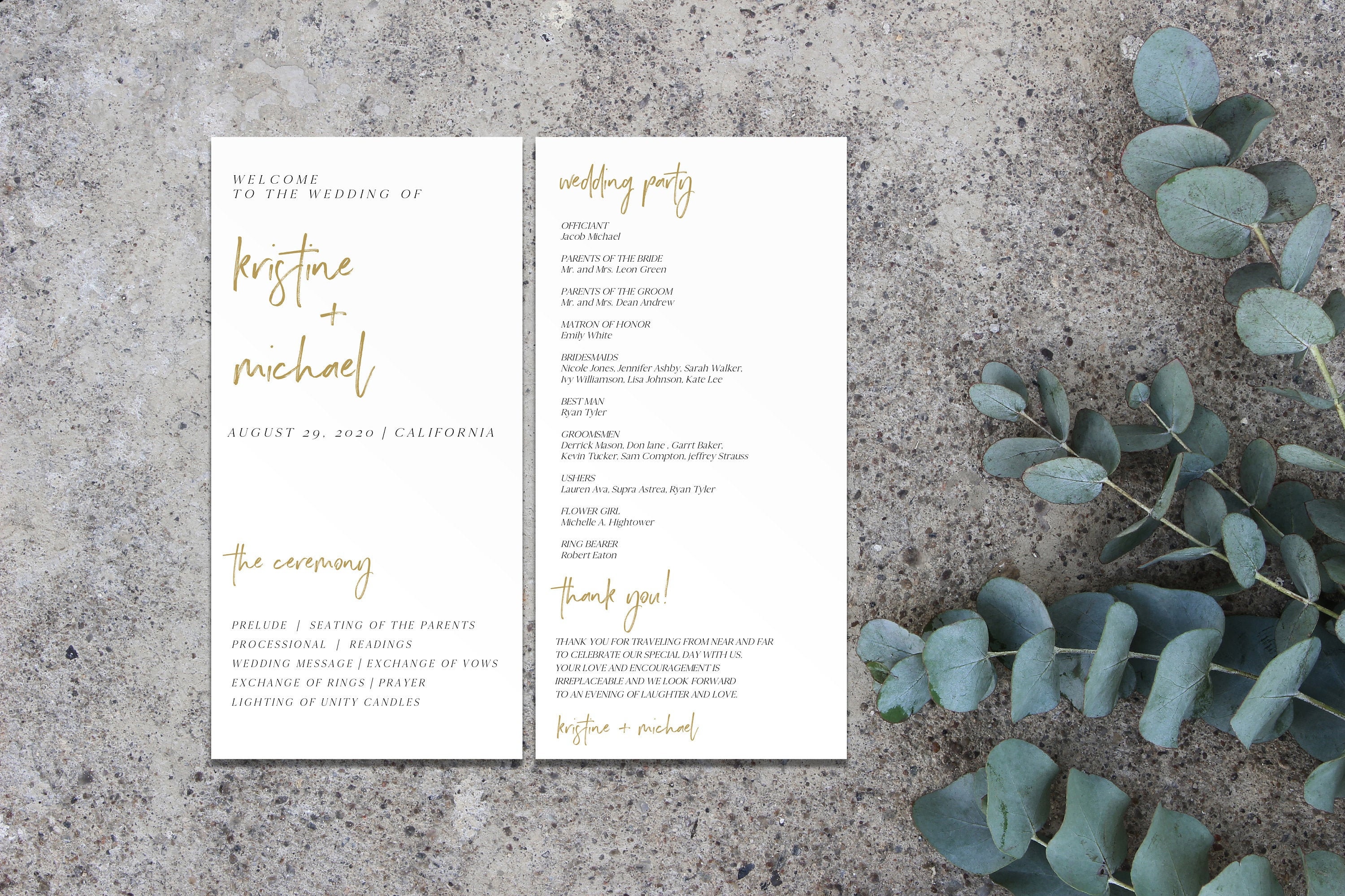 Modern Wedding Program Template Minimalist Wedding Program - Etsy