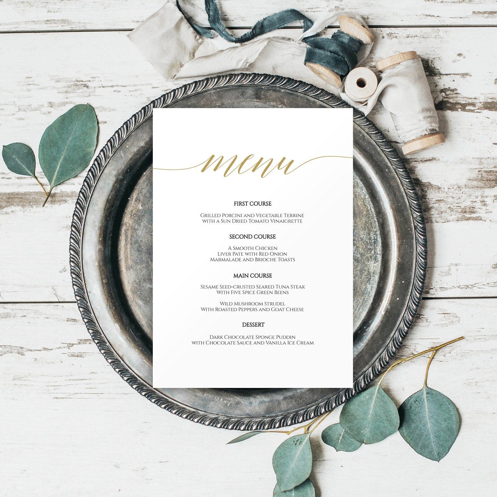 Gold Menu Card Gold Menu Template Wedding Menu Card Wedding - Etsy