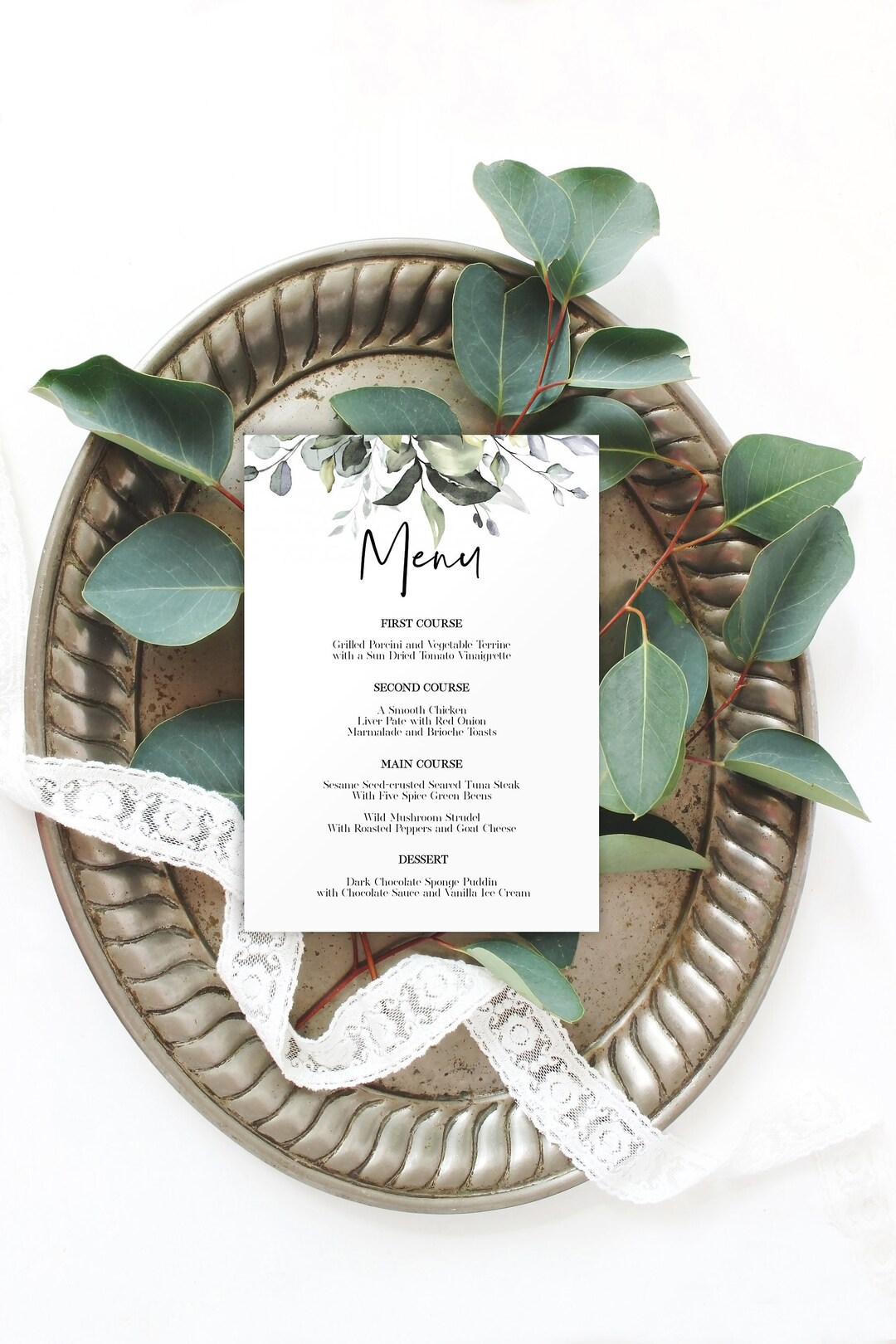 Printable Wedding Menu Template, Greenery Wedding Menu, Calligraphy ...