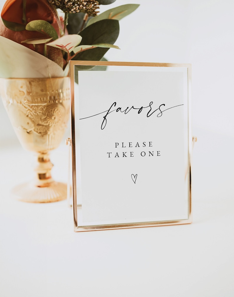 Minimalist Wedding Favor Sign Template, Modern Wedding Favor Sign ...
