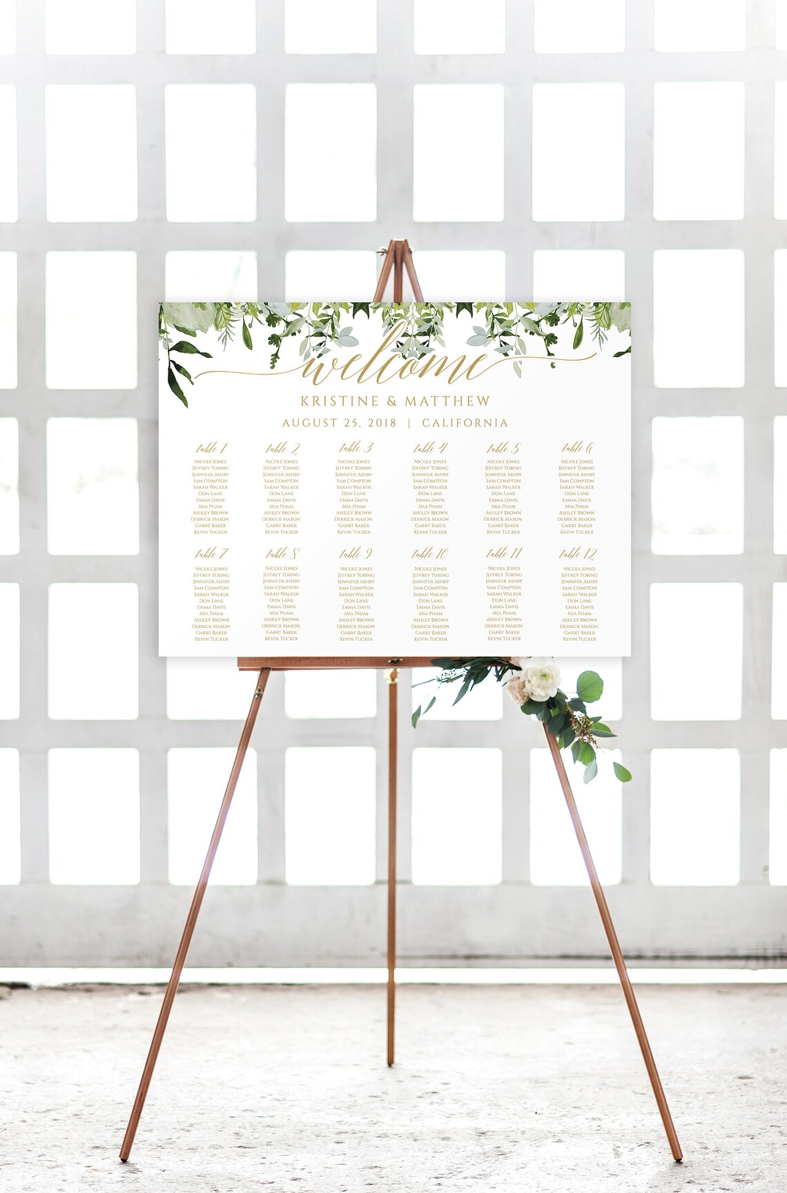Gold Wedding Seating Chart Template Wedding Seating Chart | Etsy