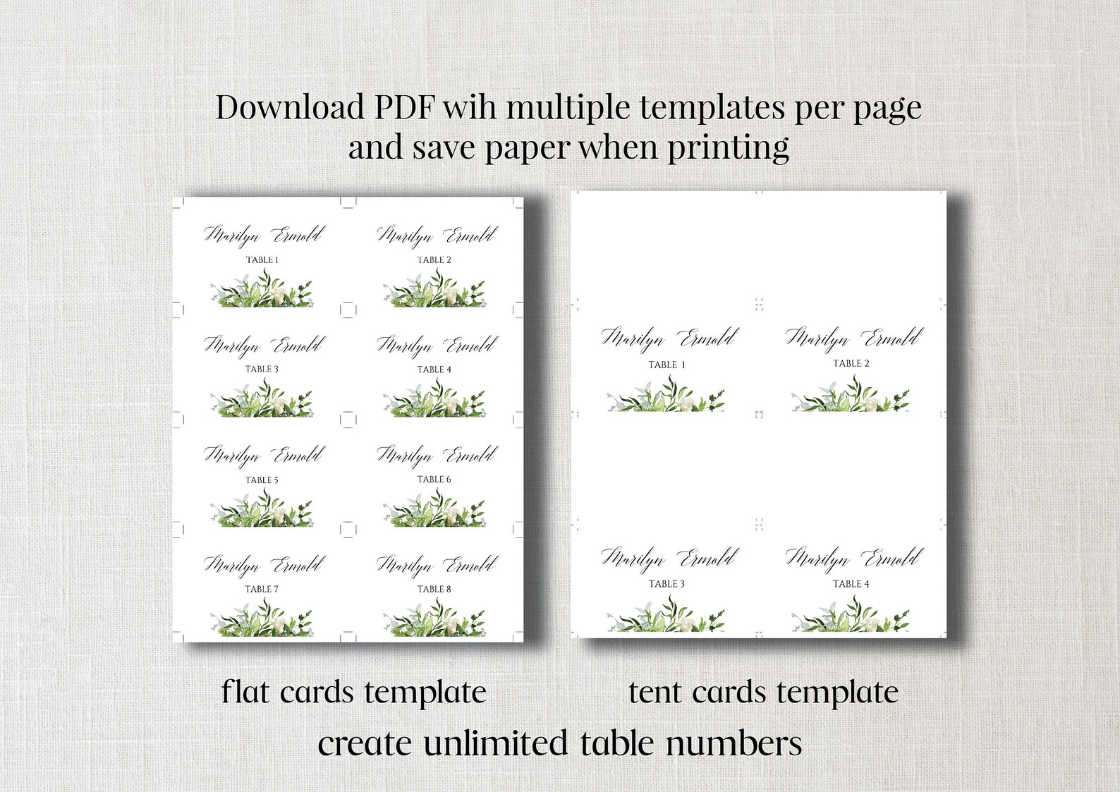 Wedding Guest Card Printable Name Card Digital Template | Etsy