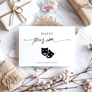 Modern Purim Greeting Card Template, Instant Download, Jewish Holiday ...