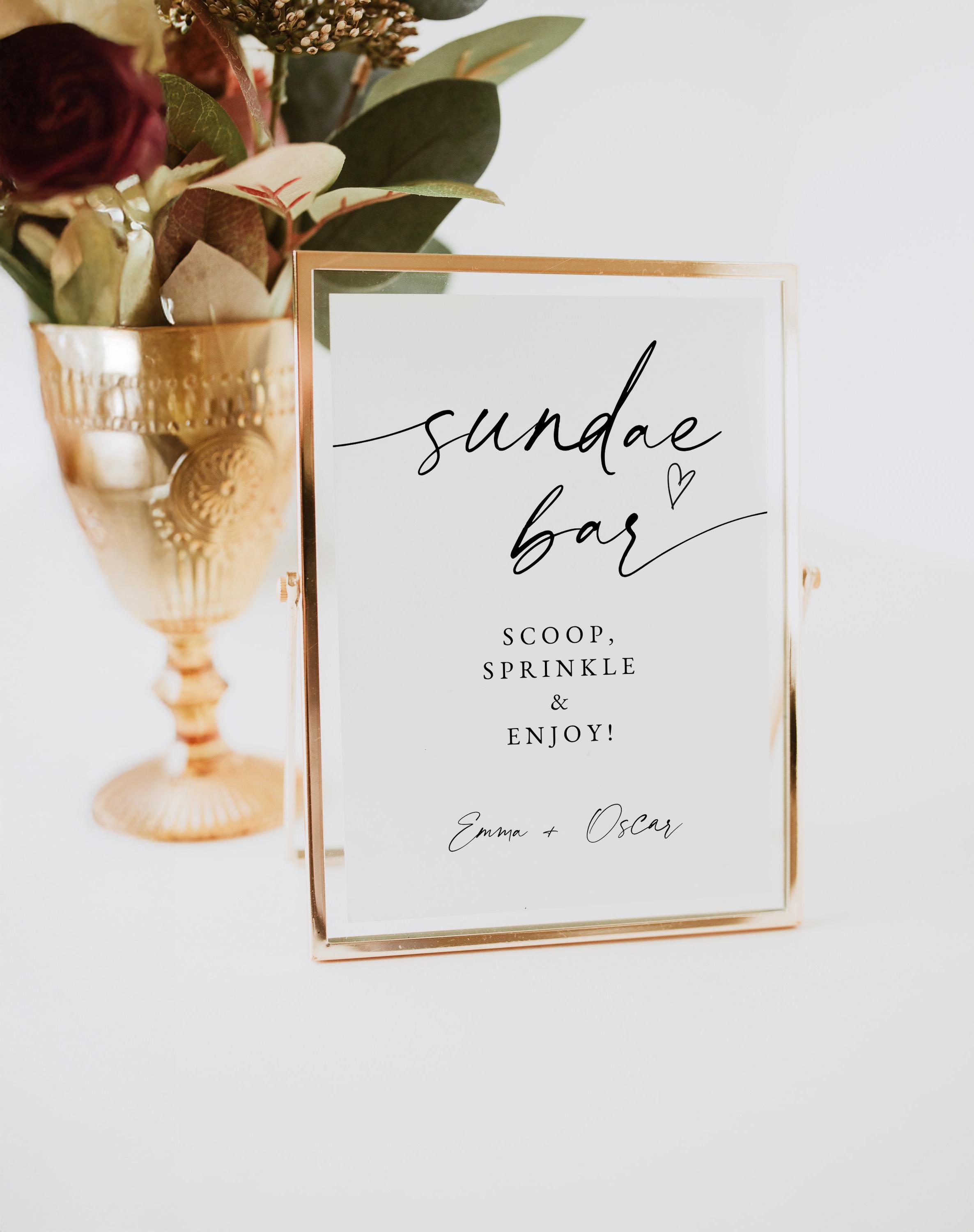 Sundae Bar Sign, Wedding Ice Cream Bar Sign, Dessert Sign Wedding ...
