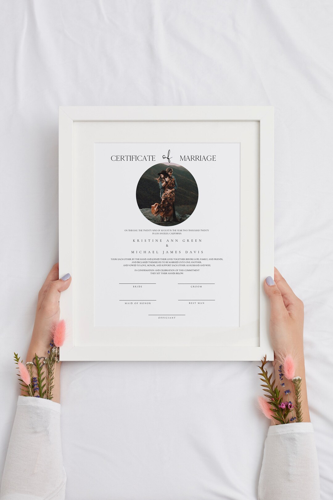 Modern Marriage Certificate Printable Template With Photo, Contemporary ...
