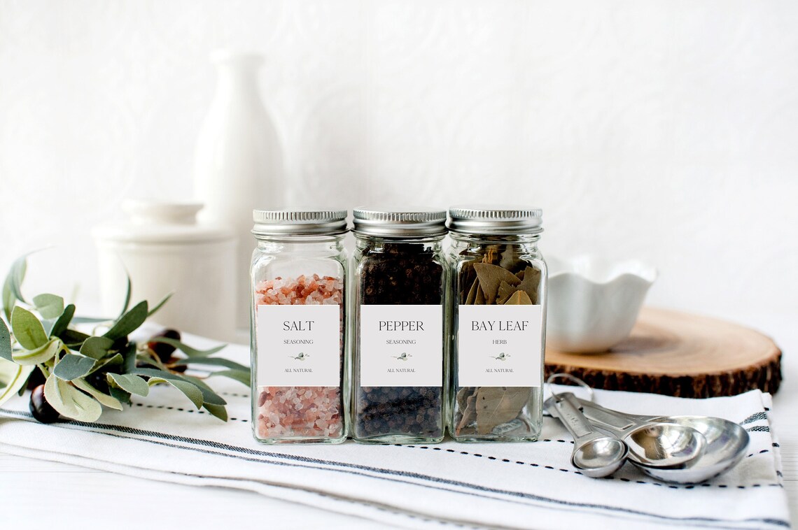 Printable Spice Jar Labels Template Greenery Spice Jar Label - Etsy