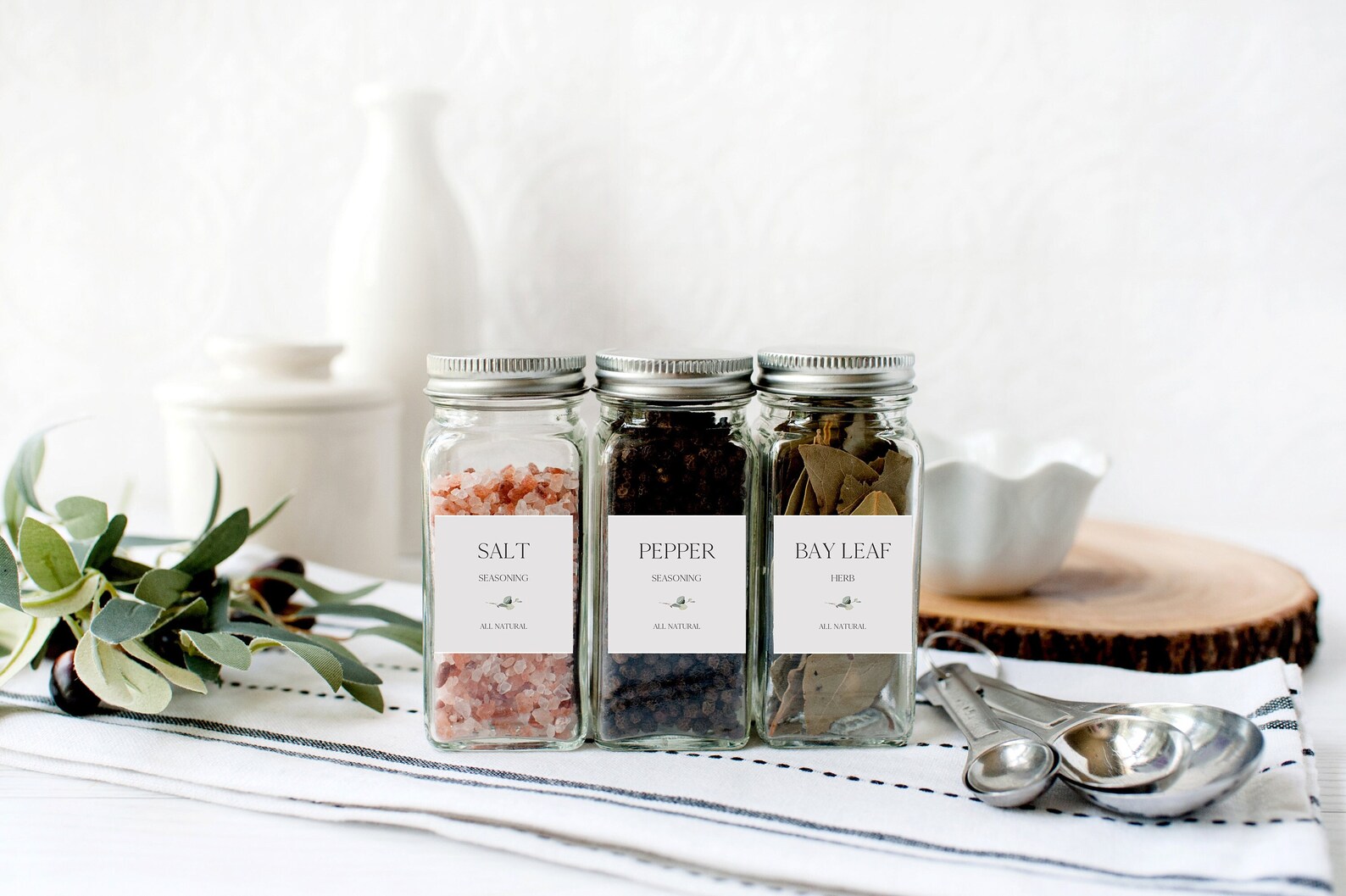 Printable Spice Jar Labels Template, Greenery Spice Jar Label, Modern ...