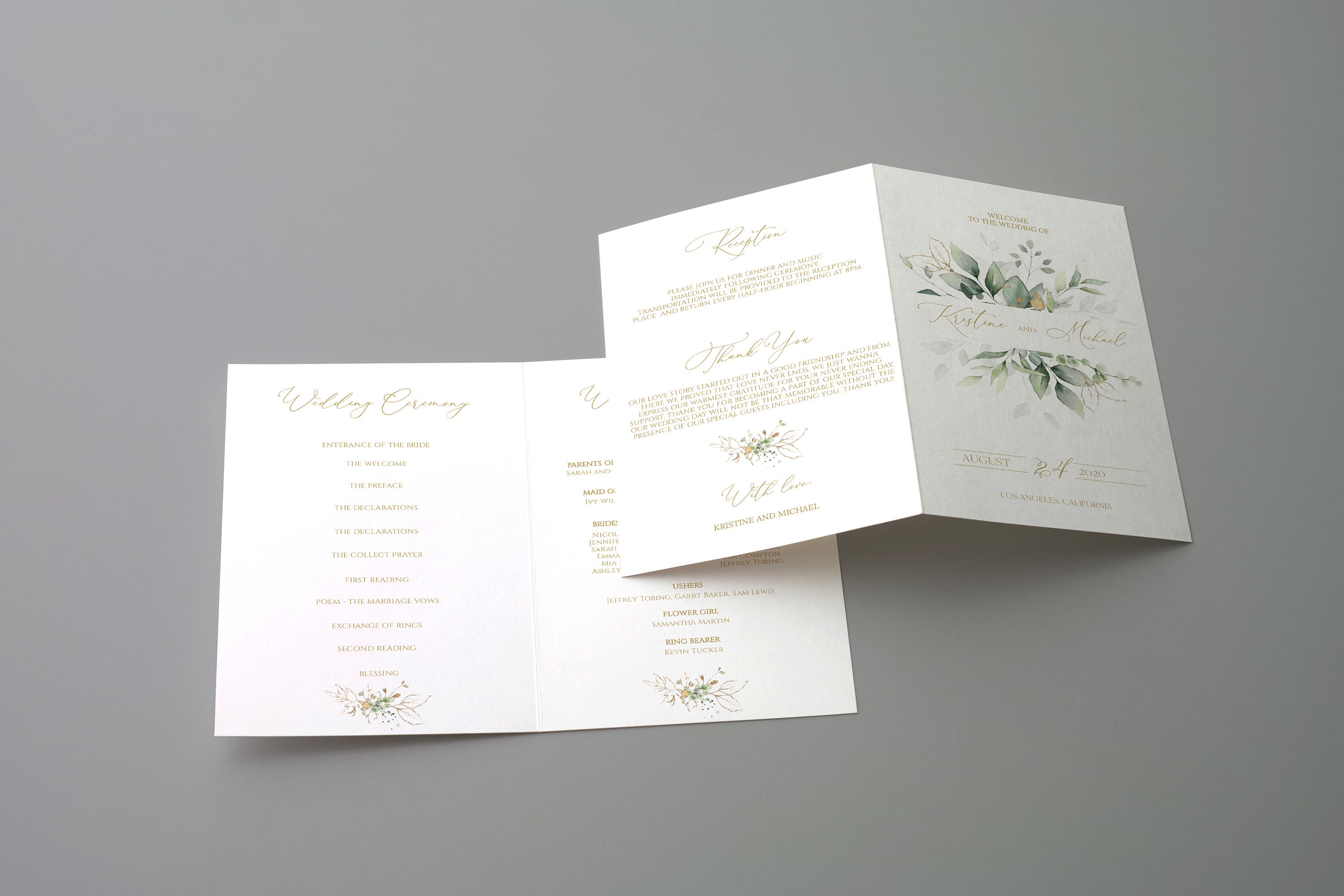 Wedding Program Booklet Template Folded Order of Service - Etsy