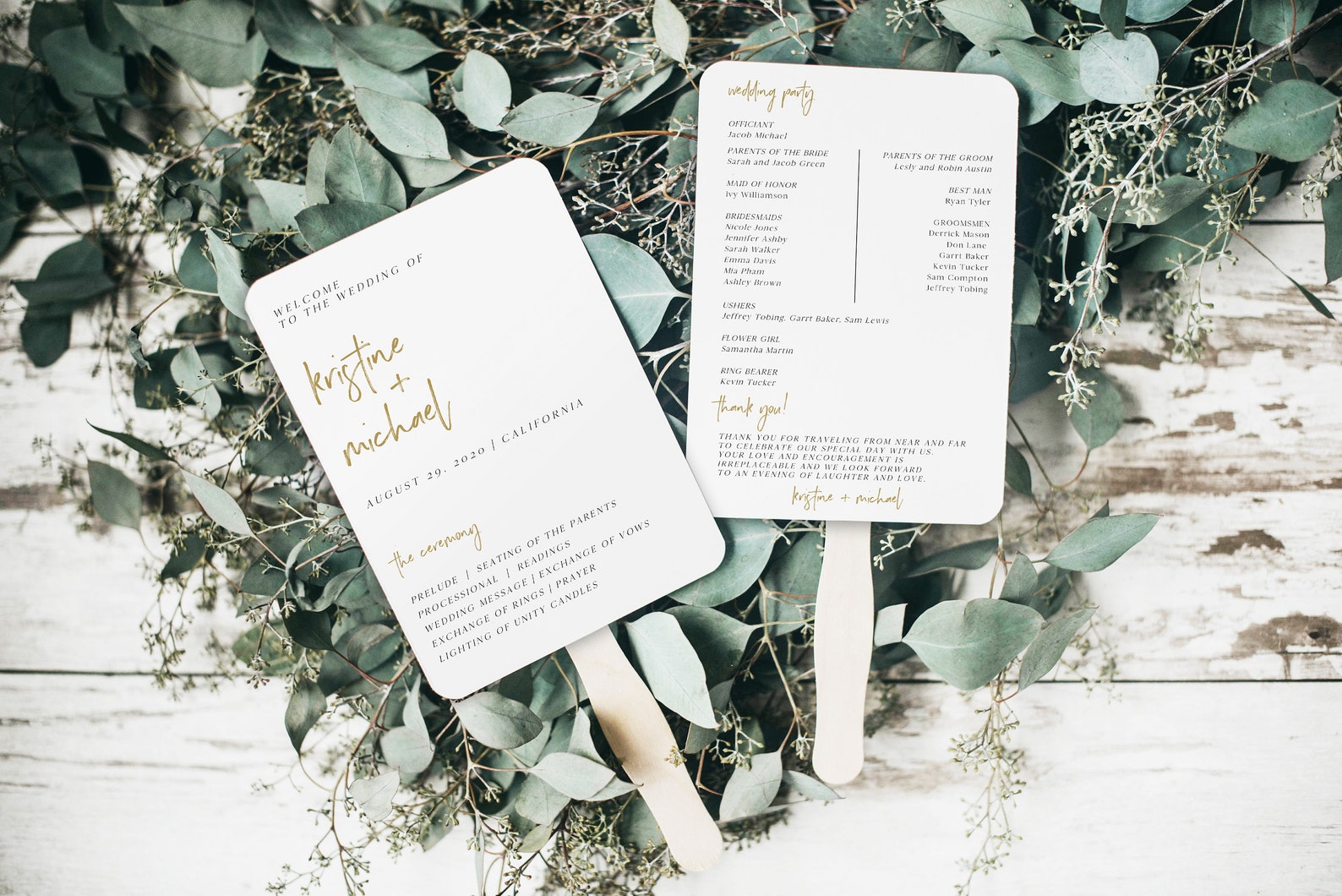 Modern Wedding Fan Template Wedding Program Fan Printable - Etsy