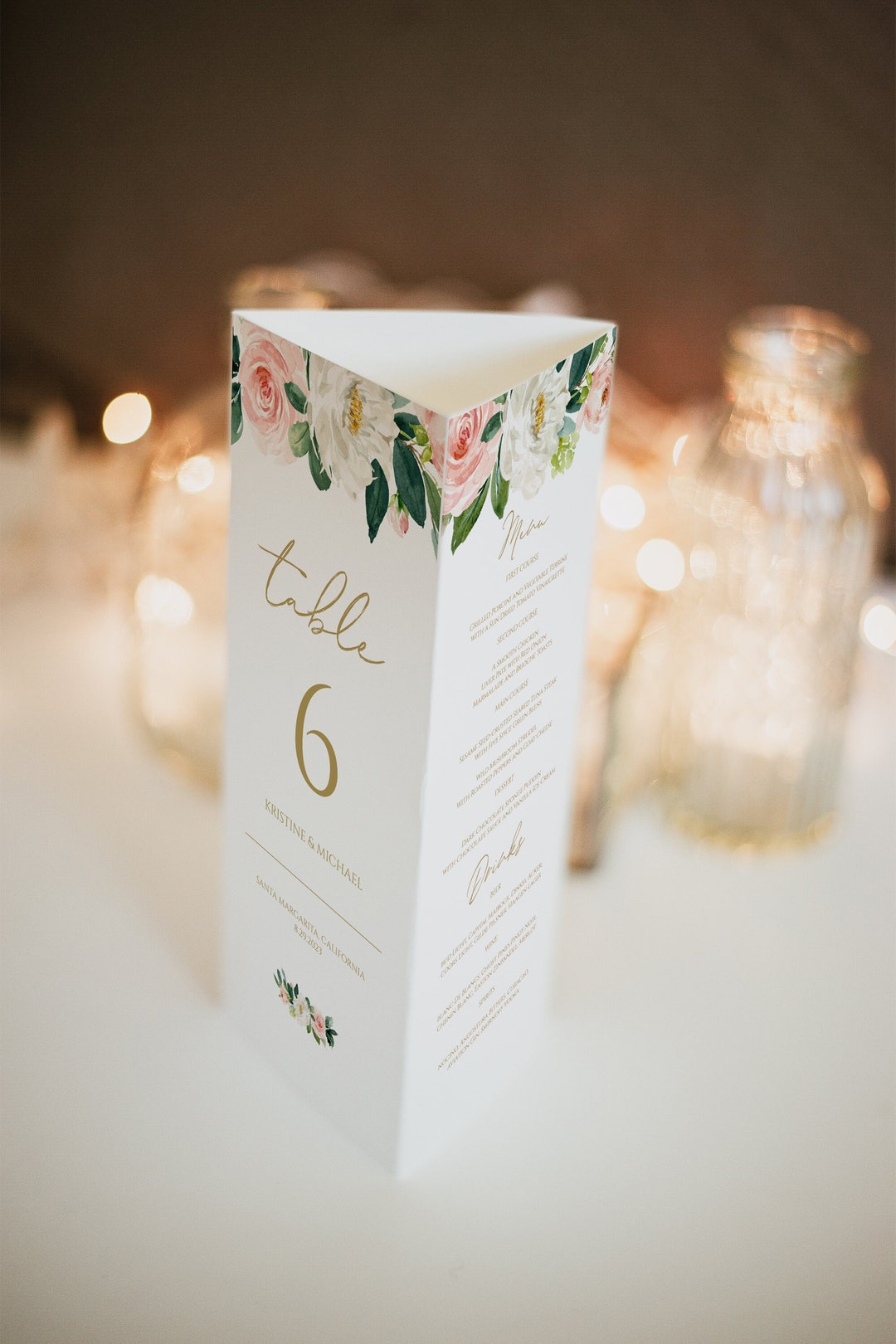 Wedding Triangle Table Number Sign Template, Trifold Table Number ...