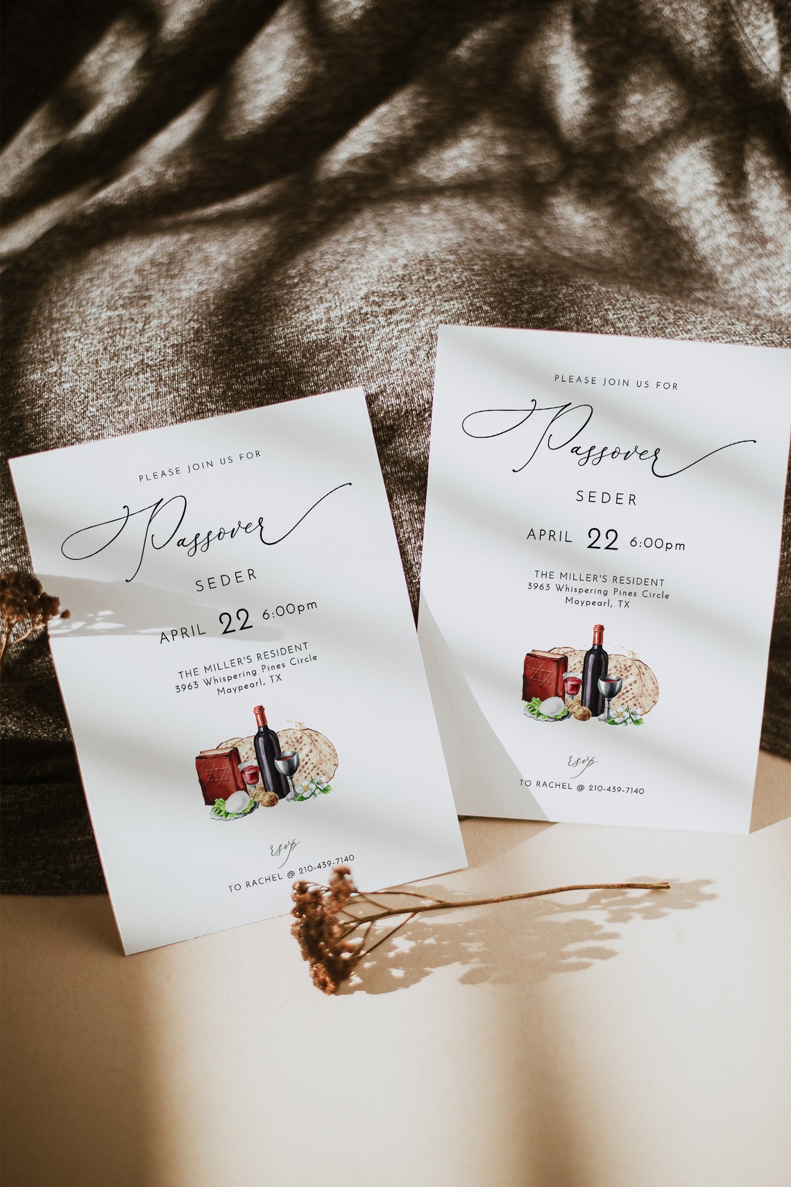 Editable Passover Invitation Template, Passover Dinner Invitation DIY ...