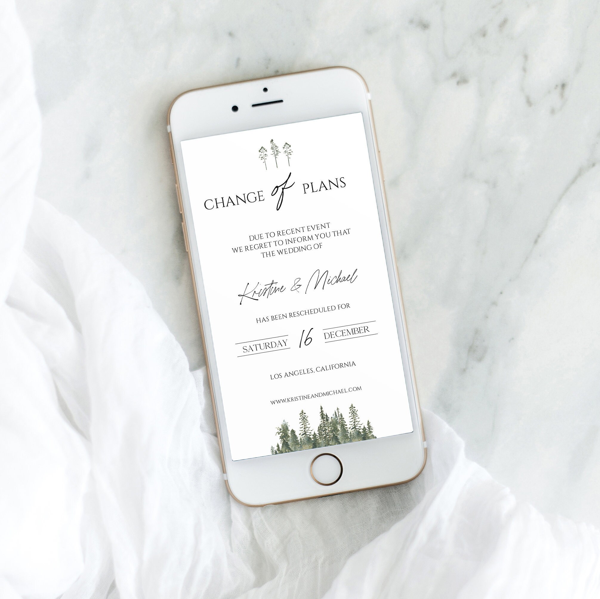 Postponed Wedding, Text Message Invite, Wedding Date Change Evite Card ...