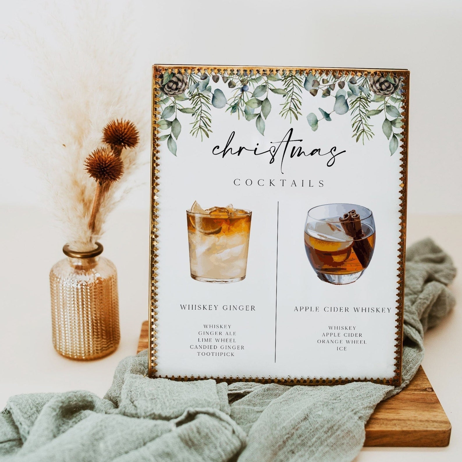 Cocktail Menu Christmas Signature Drink Sign Christmas Menu - Etsy