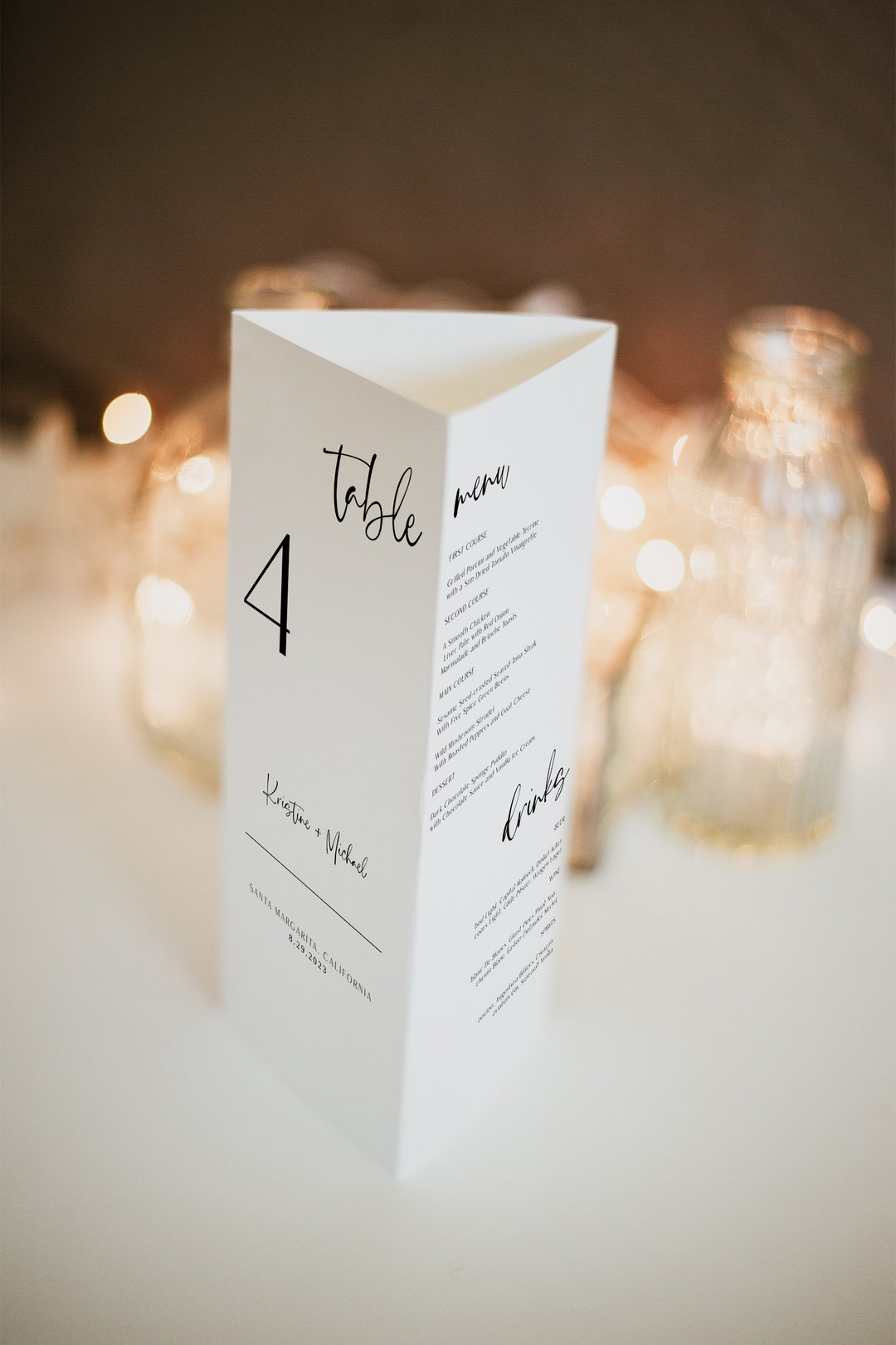 Wedding Triangle Table Number, Wedding Program, Wedding Table Number ...