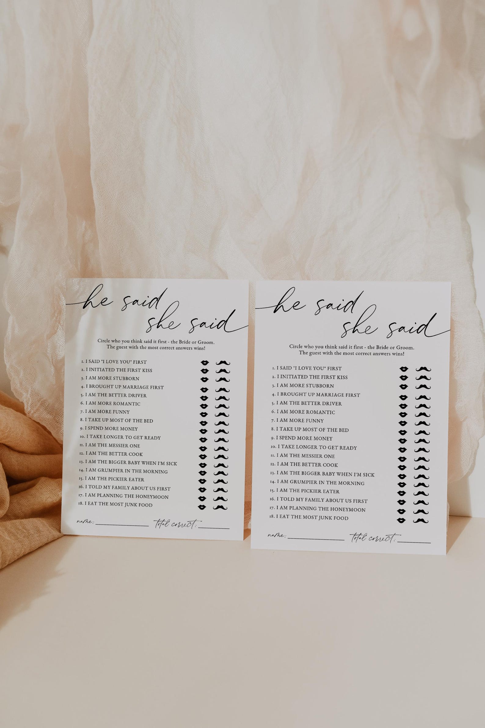 He Said She Said Bridal Shower Games, Guess Who Said It Shower Game ...